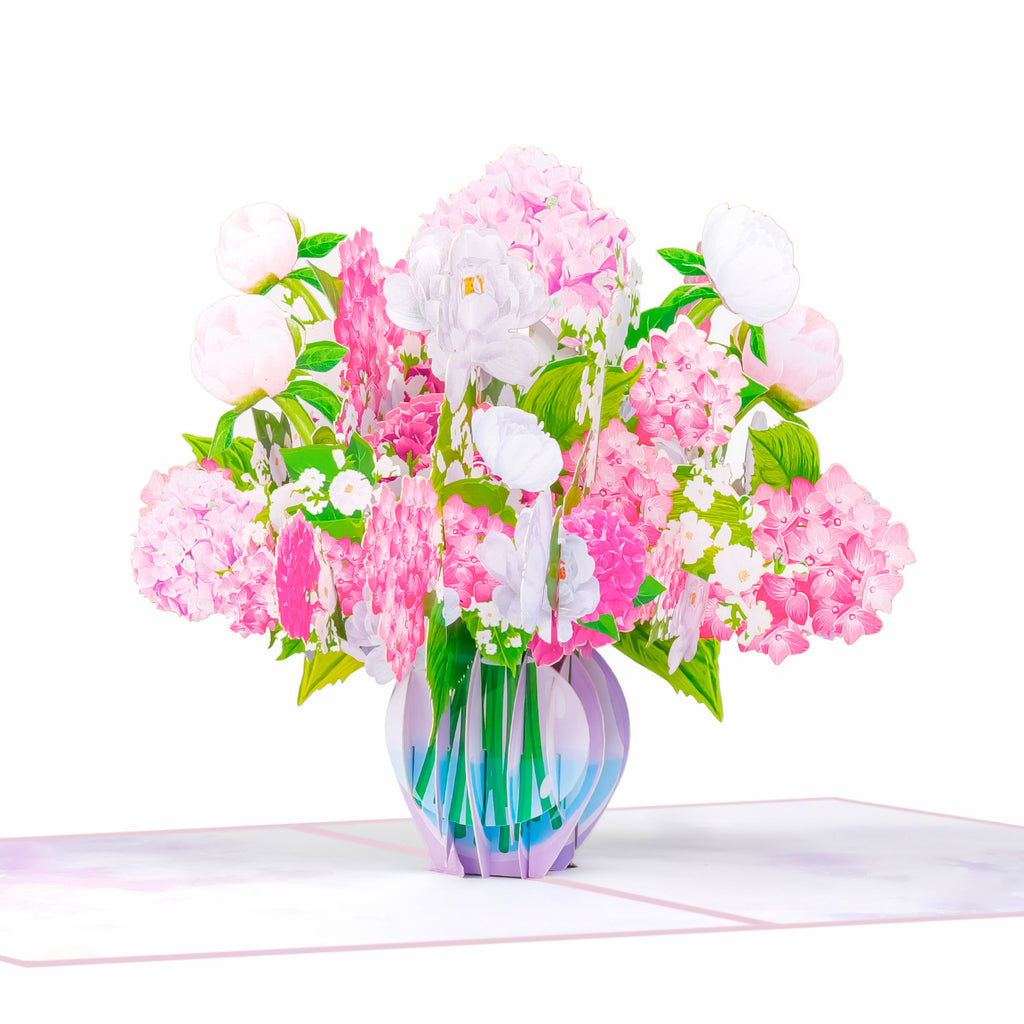 Pink Hydrangea Vase Pop-Up Card – CardPop.co.uk