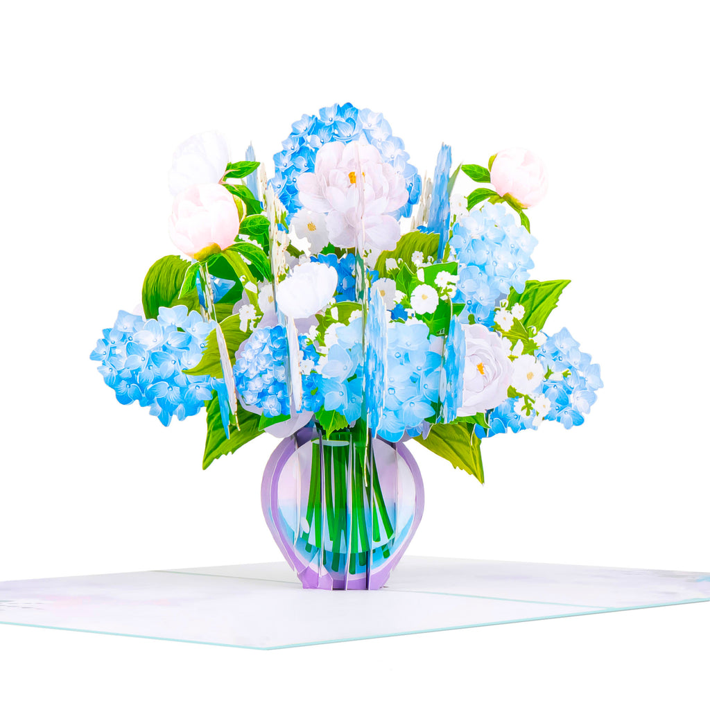 Blue Hydrangea Vase Pop-Up Card – CardPop.co.uk