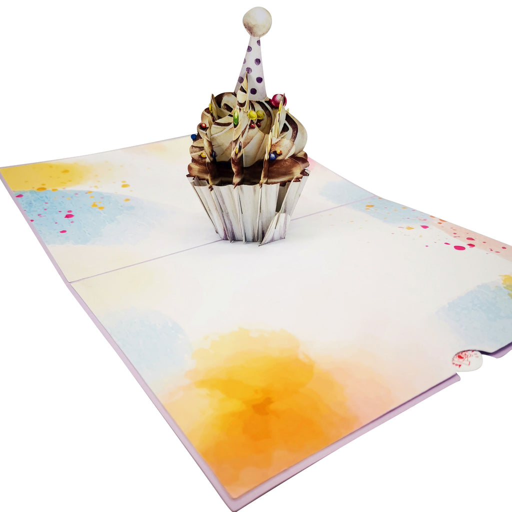 White Chocolate Birthday Cupcake Pop-Up Card – CardPop.co.uk