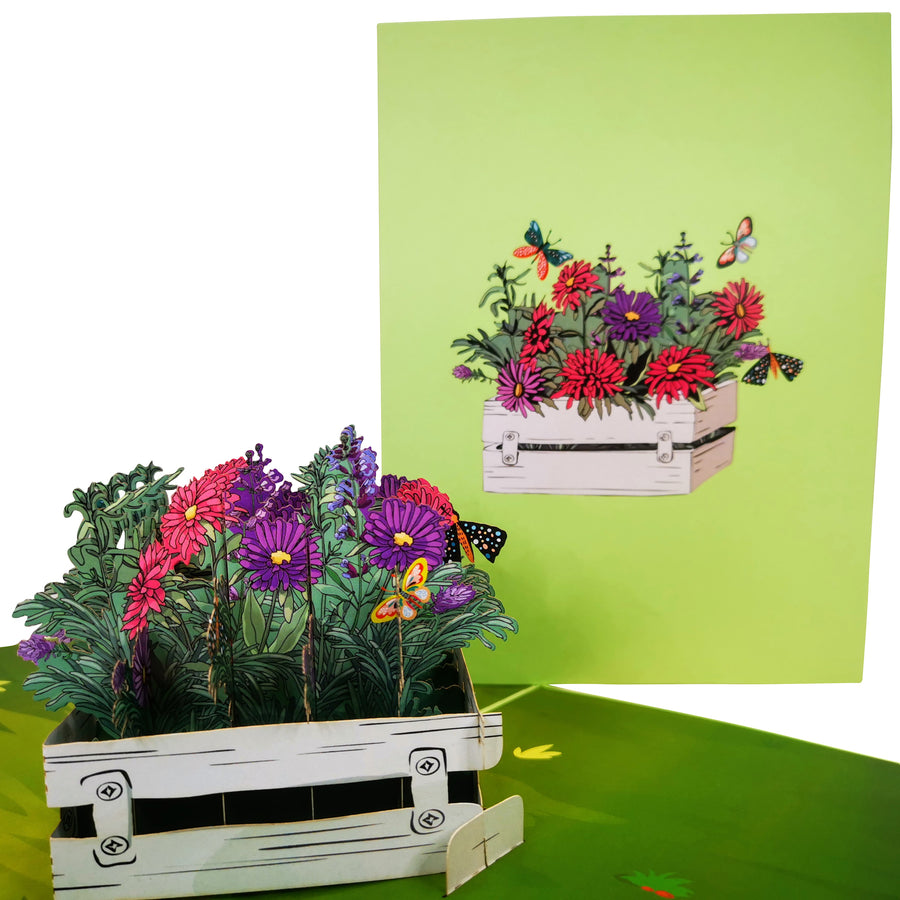 Mixed Flower Garden Planter Pop-Up Card – CardPop.co.uk