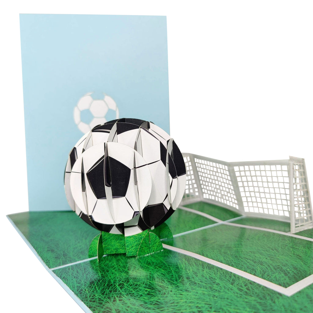 Light Blue Football & Goal Pop-Up Card – CardPop.co.uk